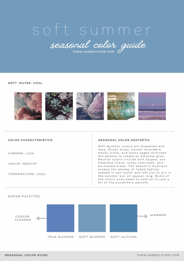 Guide to the Soft Summer Seasonal Color Palette | The Aligned Lover
