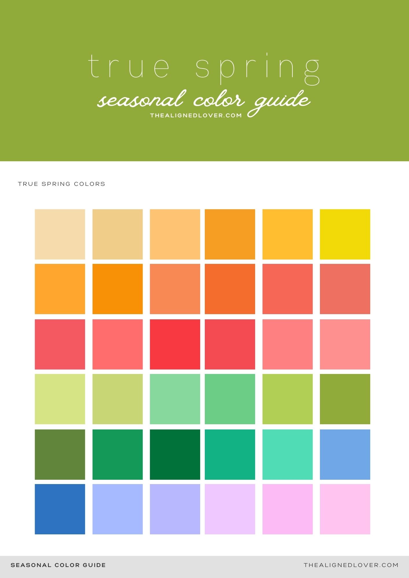 Guide to the True Spring Seasonal Color Palette | The Aligned Lover